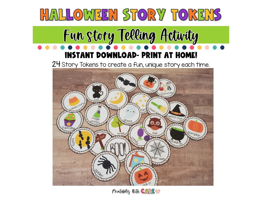 Story Tokens, Halloween Printable Games, Story Telling Printable, Story ...
