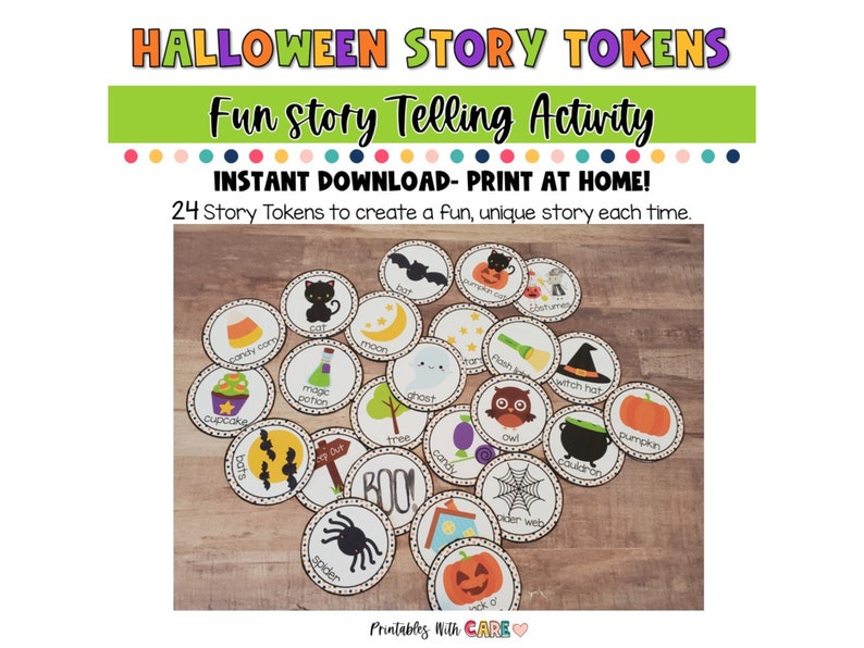 Story Tokens, Halloween Printable Games, Story Telling Printable, Story ...