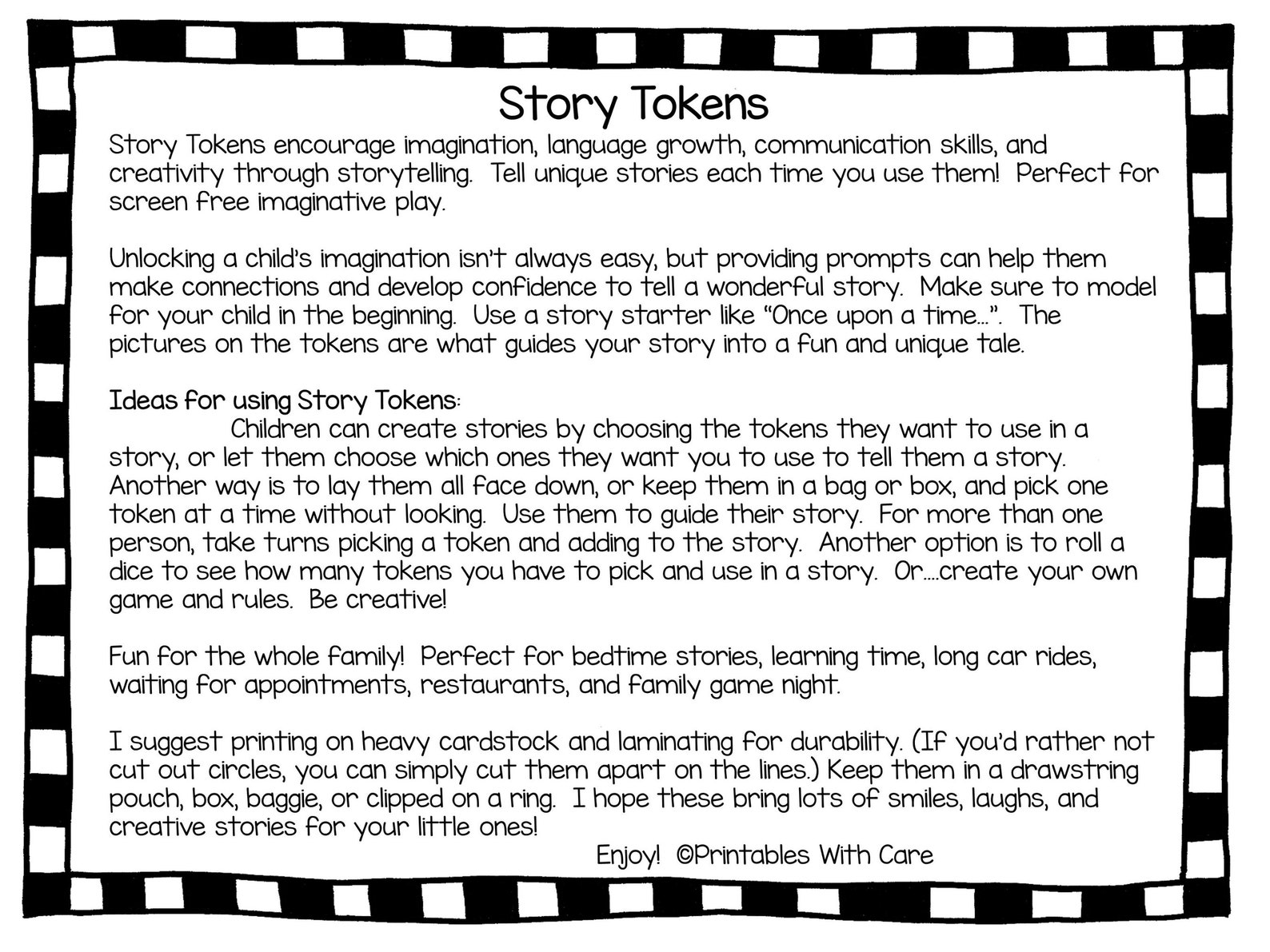 Story Tokens, Story Telling Printable, Imaginative Play, Story Cards ...