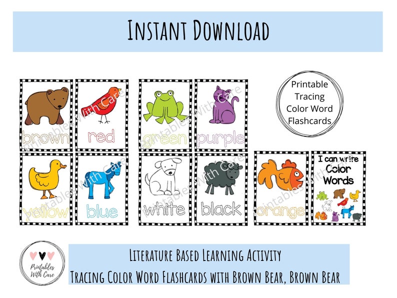 Tracing Color Words Flashcards, Printable, Preschool Learning Activity ...