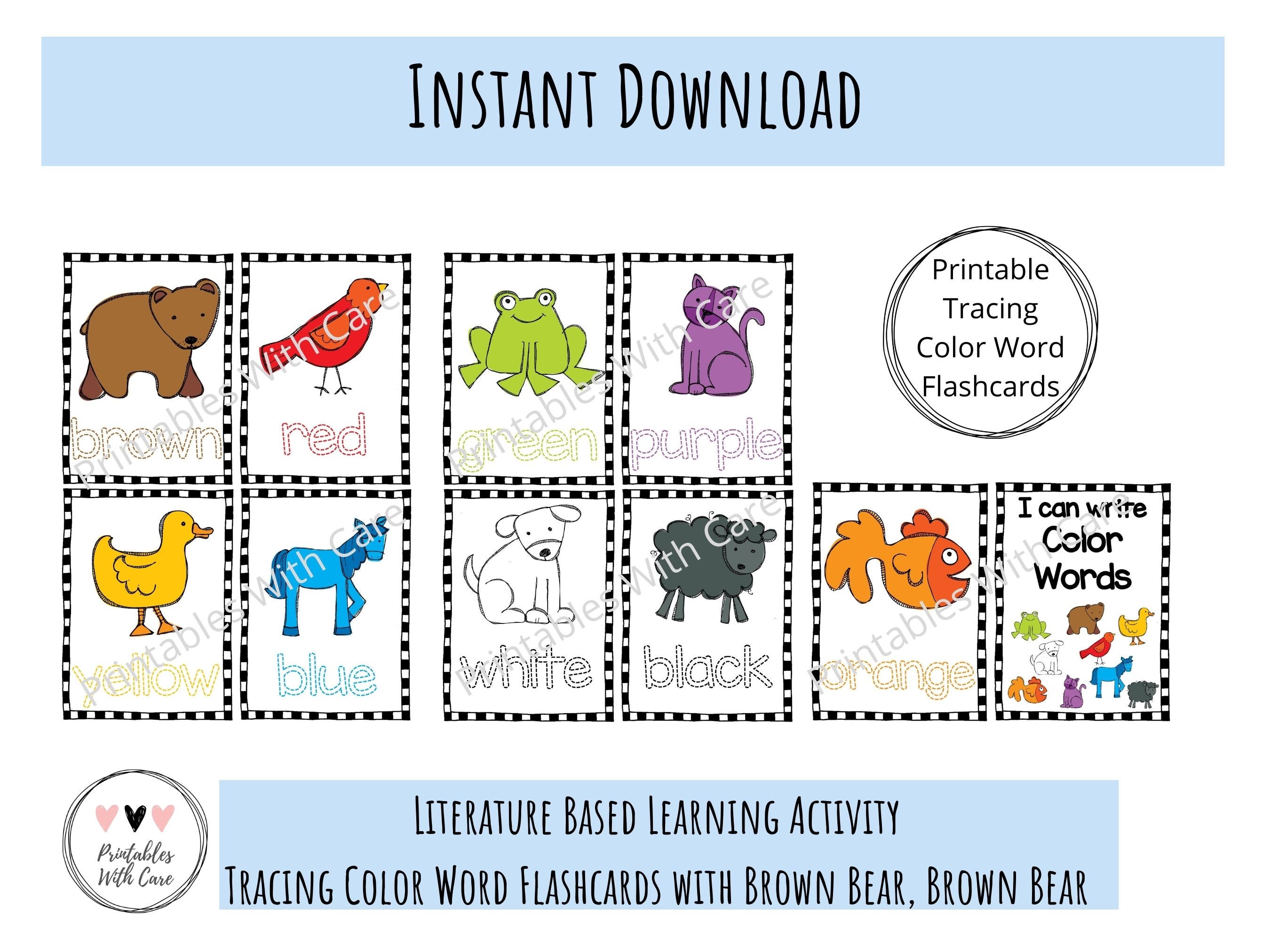 Tracing Color Words Flashcards, Printable, Preschool Learning Activity ...