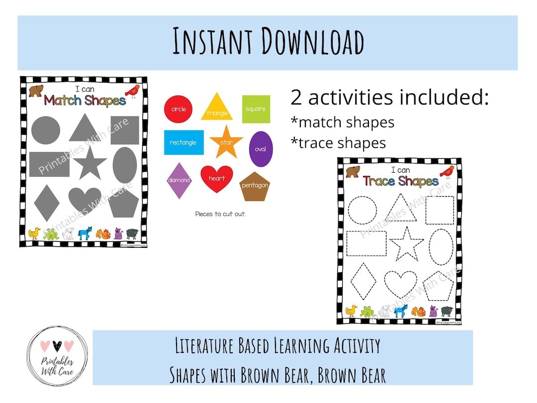 Learning Shapes, Printable, Matching, Tracing, Preschool Learning ...