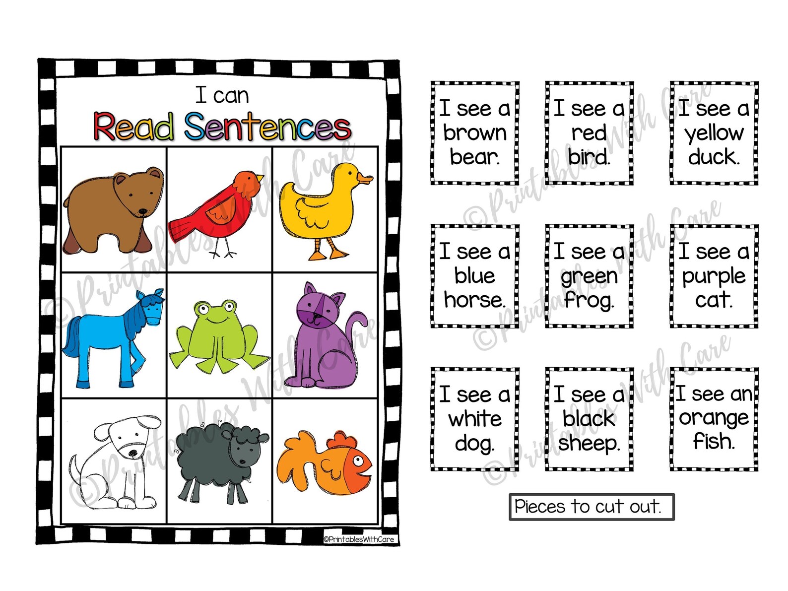 Learning Colors Reading Sentences Printable Preschool - Etsy