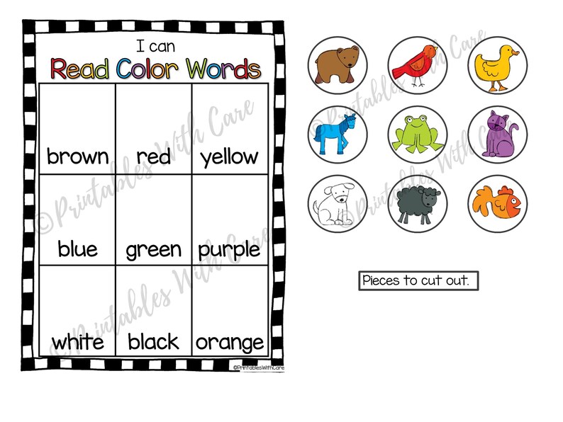 Learning Color Words, Printable, Preschool Learning Activity, Toddler ...