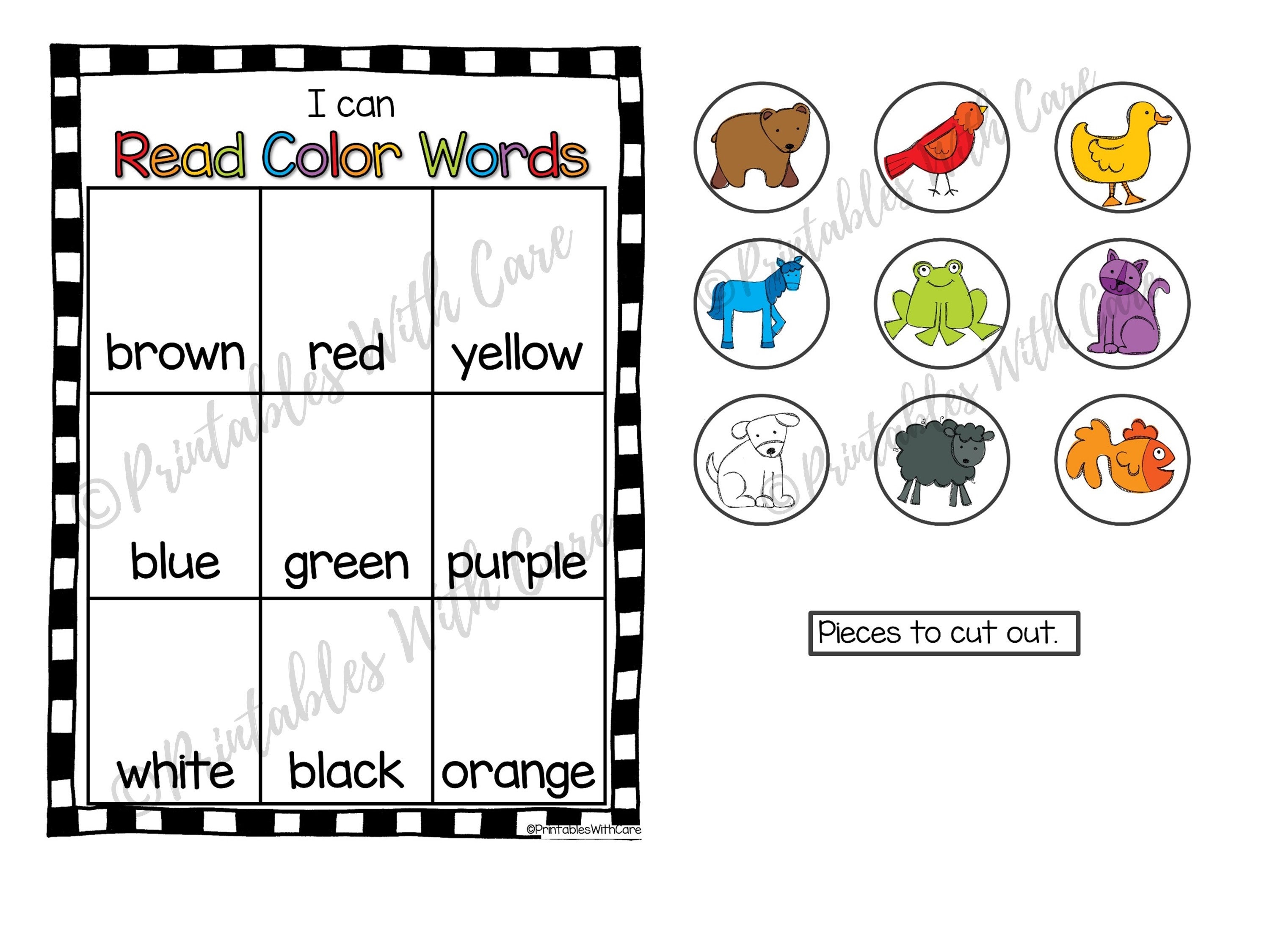 Learning Color Words, Printable, Preschool Learning Activity, Toddler ...