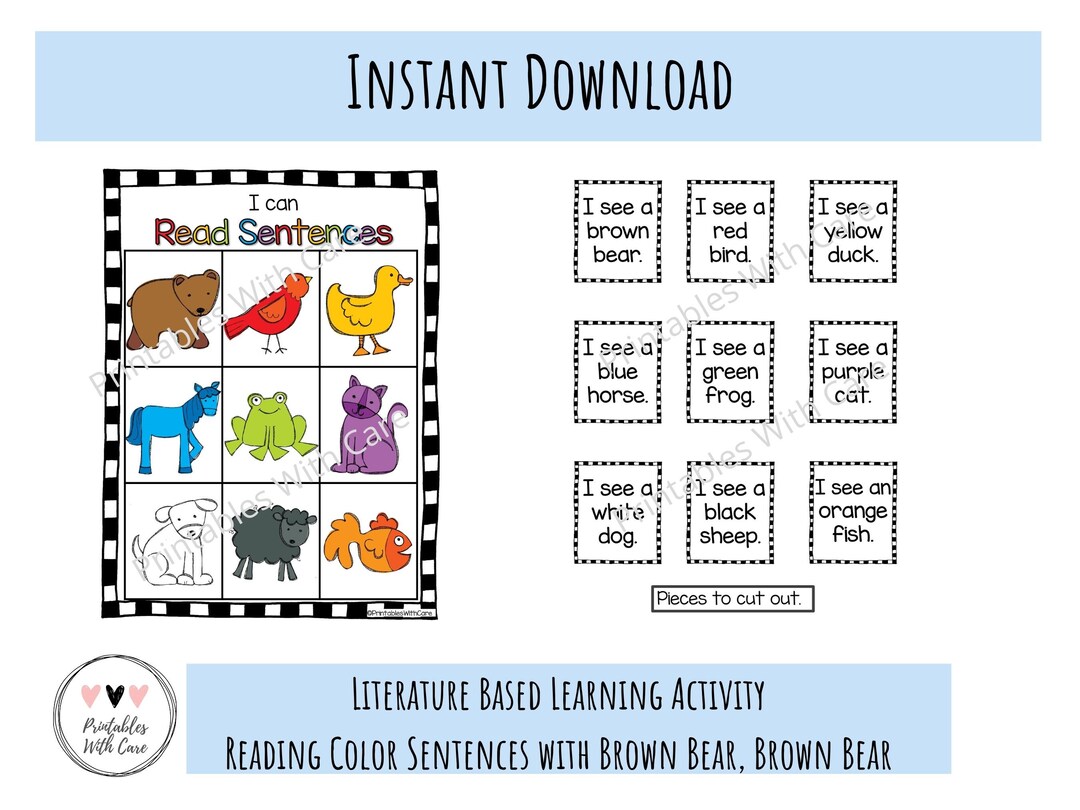 Learning Colors Reading Sentences Printable Preschool - Etsy
