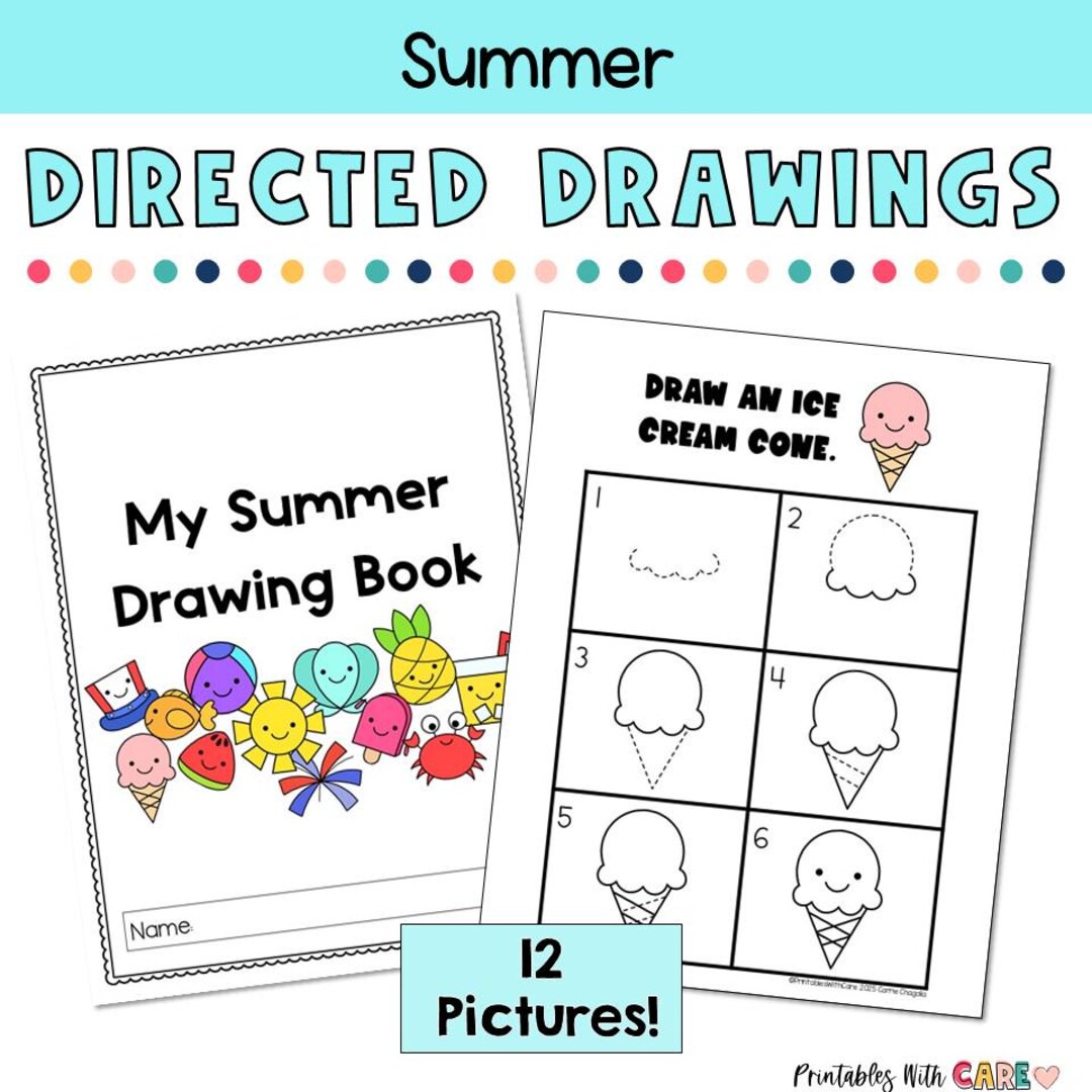 Summer Drawing for Kids, Step by Step Drawing, Directed Drawing, Summer ...