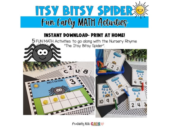 The Itsy Bitsy Spider Nursery Rhyme Math Activities | Etsy