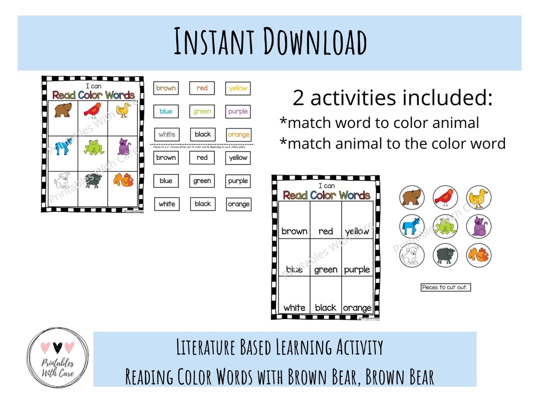 Learning Color Words, Printable, Preschool Learning Activity, Toddler ...