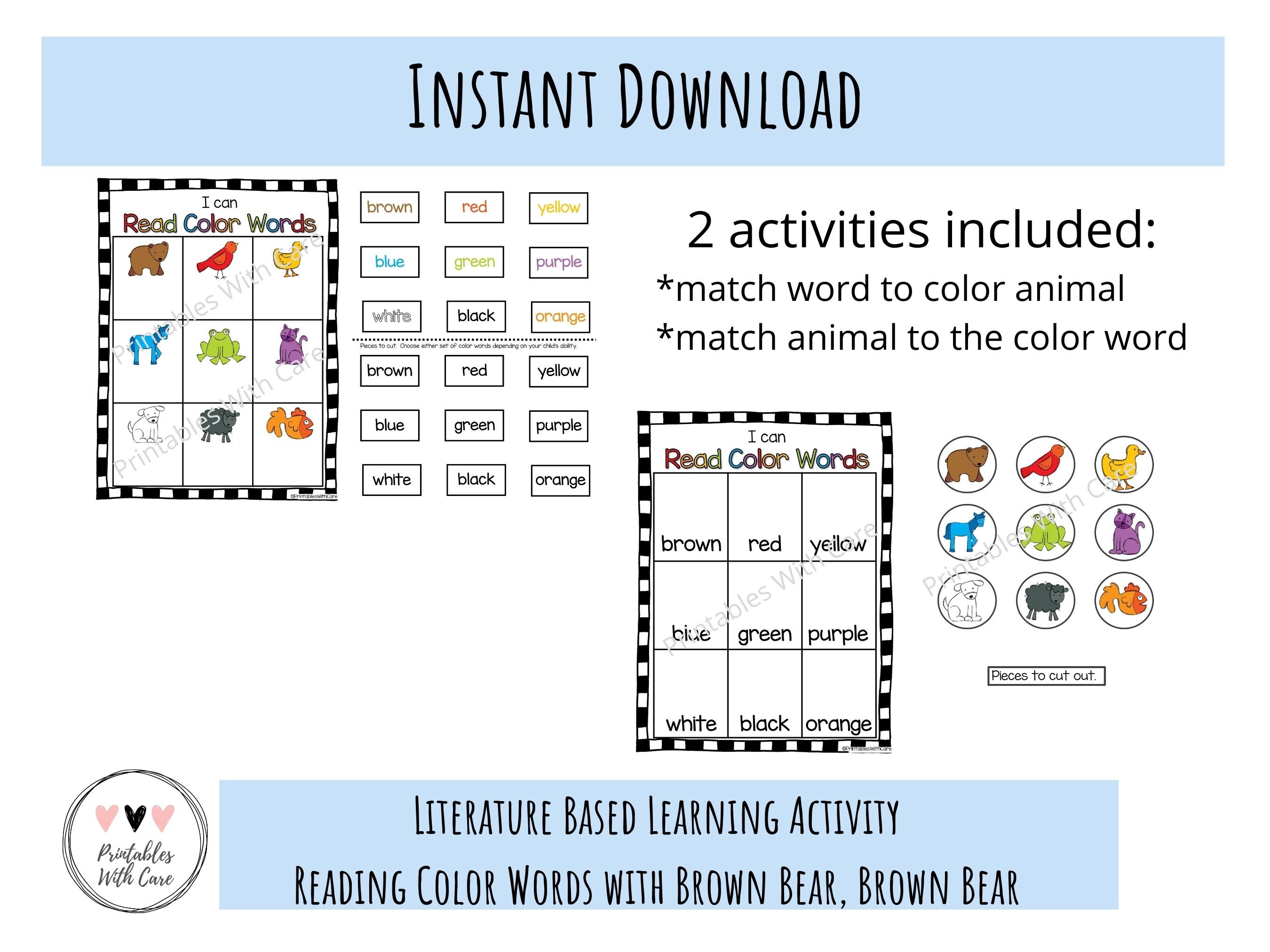 Learning Color Words, Printable, Preschool Learning Activity, Toddler ...
