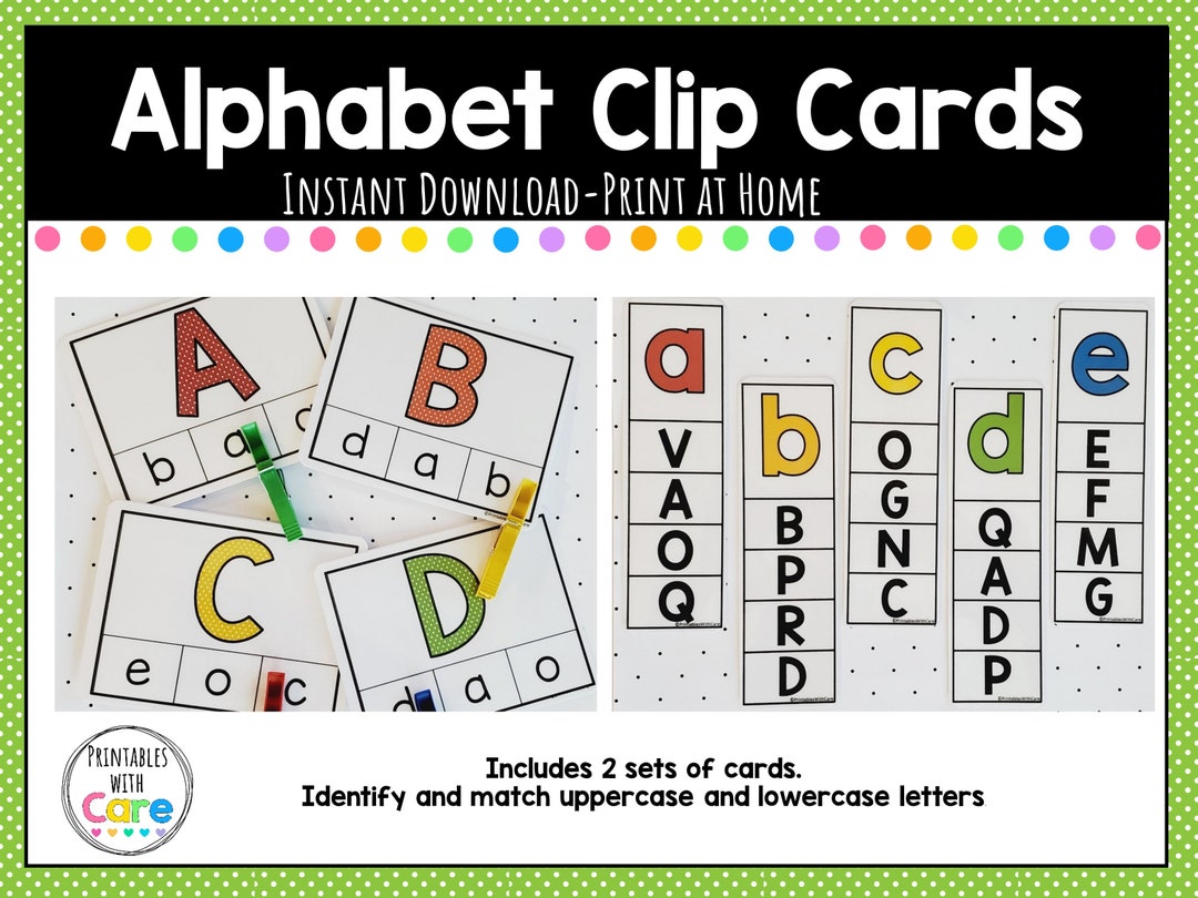 Alphabet Clip Cards, Printable, Letter Recognition, Learning Alphabet ...