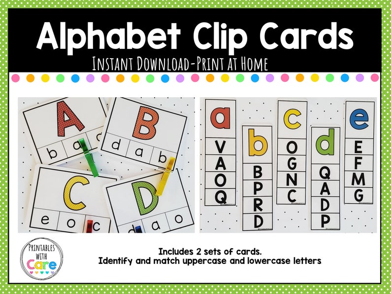 Alphabet Clip Cards, Printable, Letter Recognition, Learning Alphabet ...