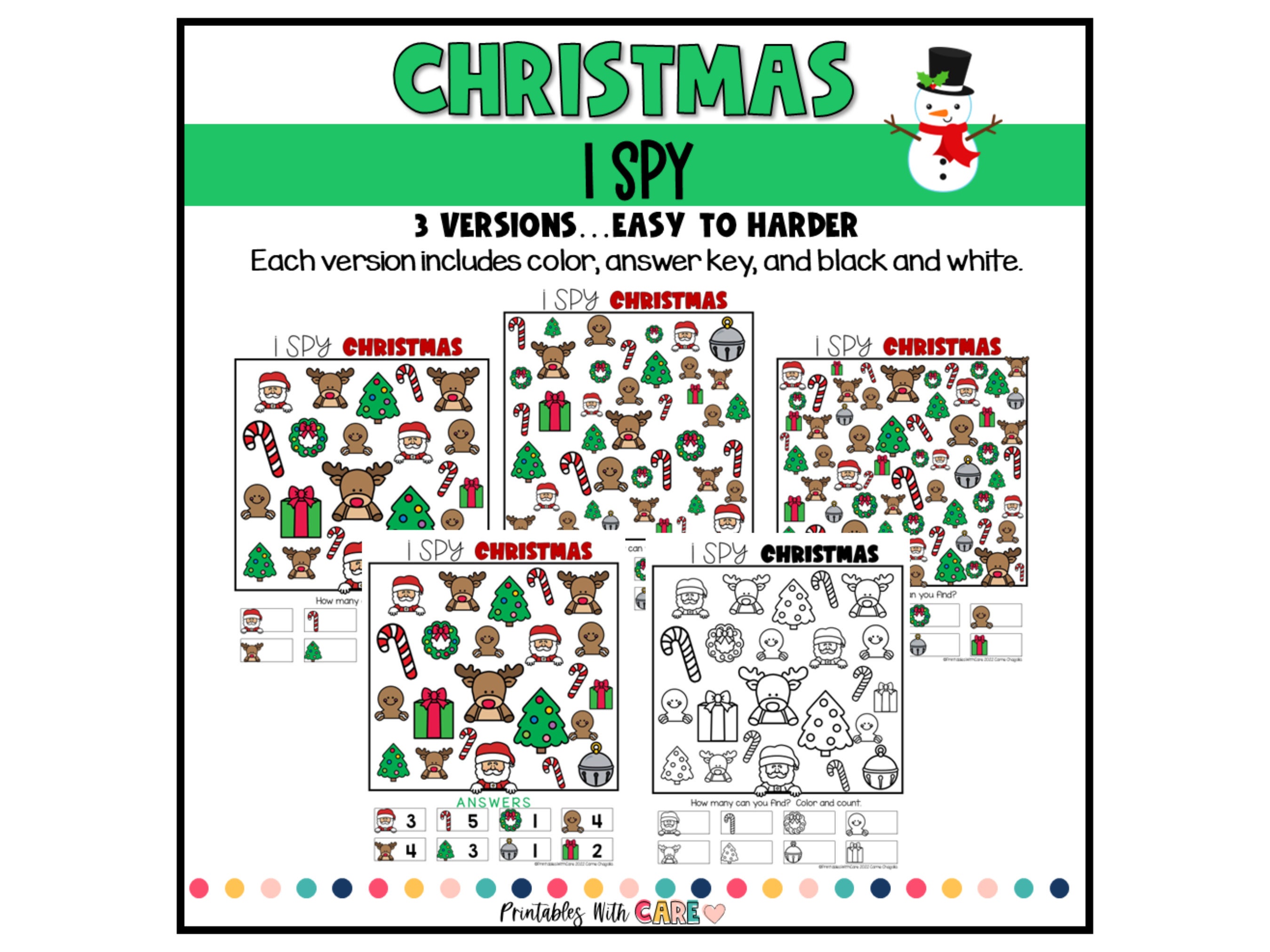 Kids Christmas Games Printable, Christmas I Spy, Tic Tac Toe, Christmas ...