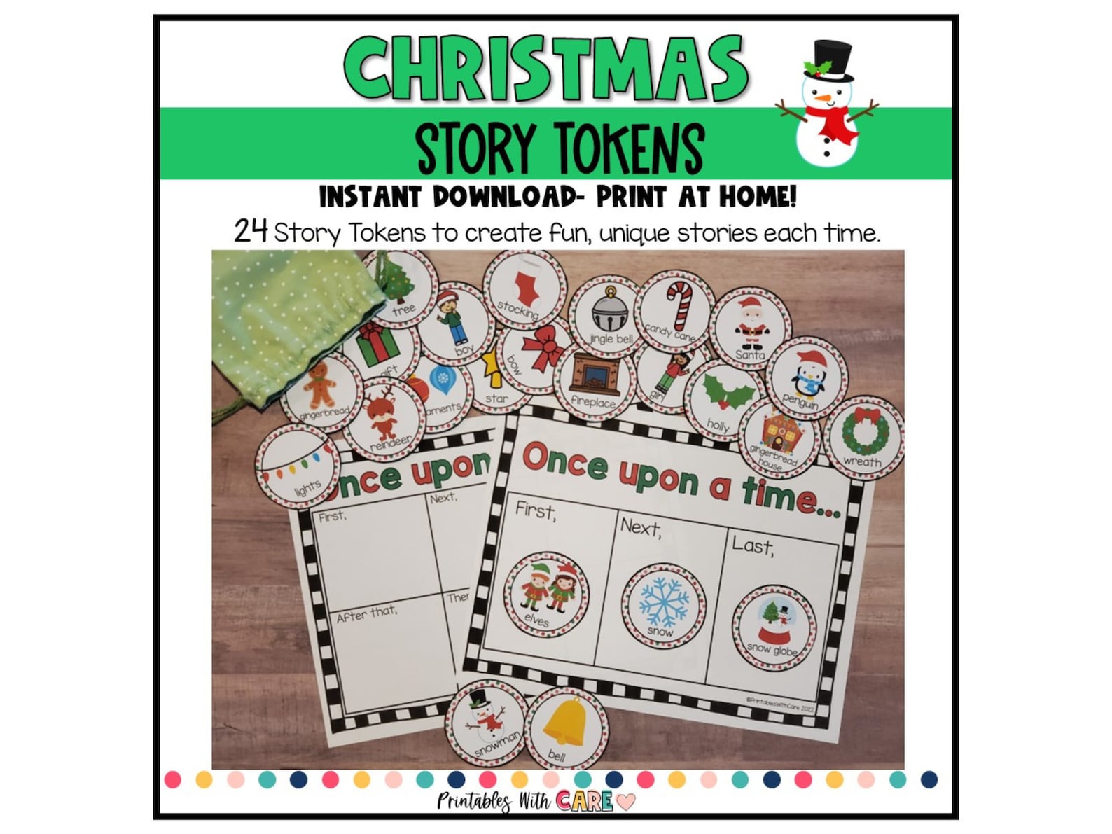 Story Tokens, Christmas Printable Games, Story Telling Printable, Story ...