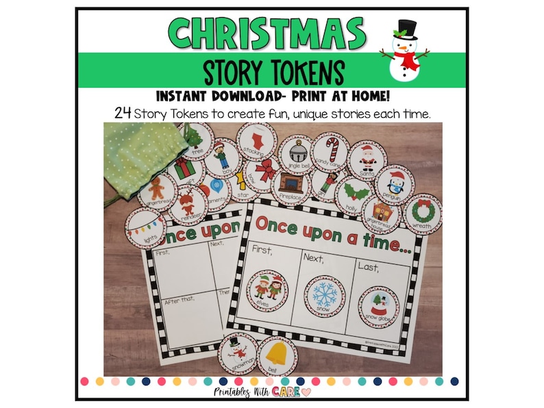 Story Tokens, Christmas Printable Games, Story Telling Printable, Story ...