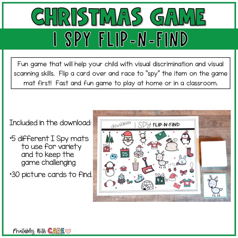 Christmas Game Printable, Christmas Games for Kids, Preschool Christmas ...