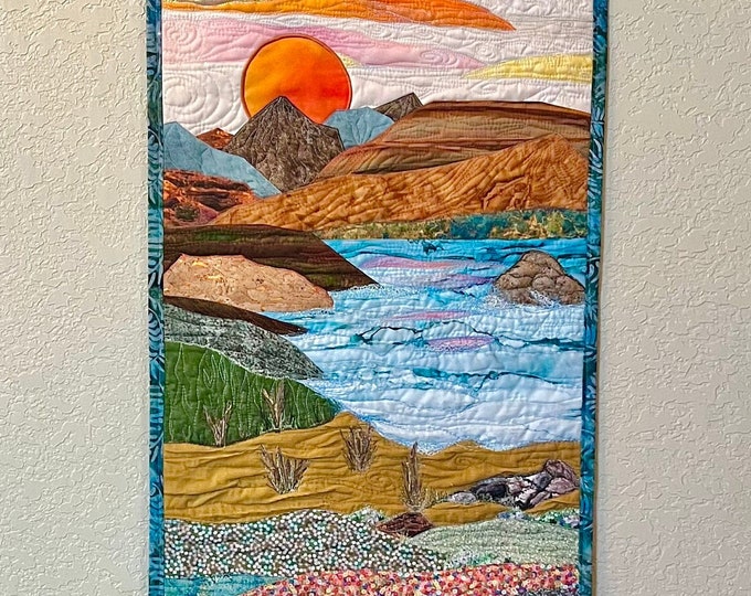 Canyon Sunset Large Landscape Art Quilt, Quilted Wall Art, Quilted Wall ...