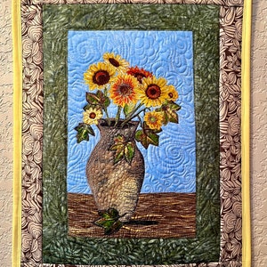 Sunflower Still Life Art Quilt With Thread Painting, Applique, and Free ...