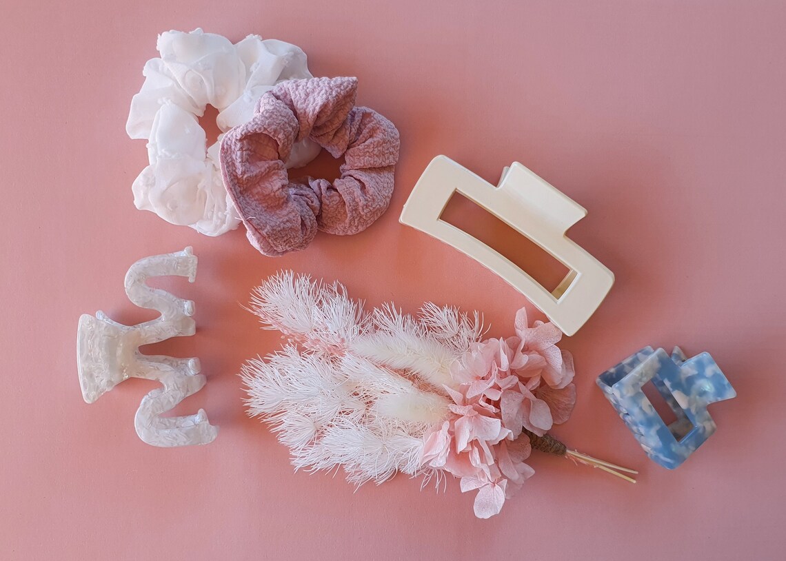 Hair claws clips scrunchies and coffee body scrub | Etsy