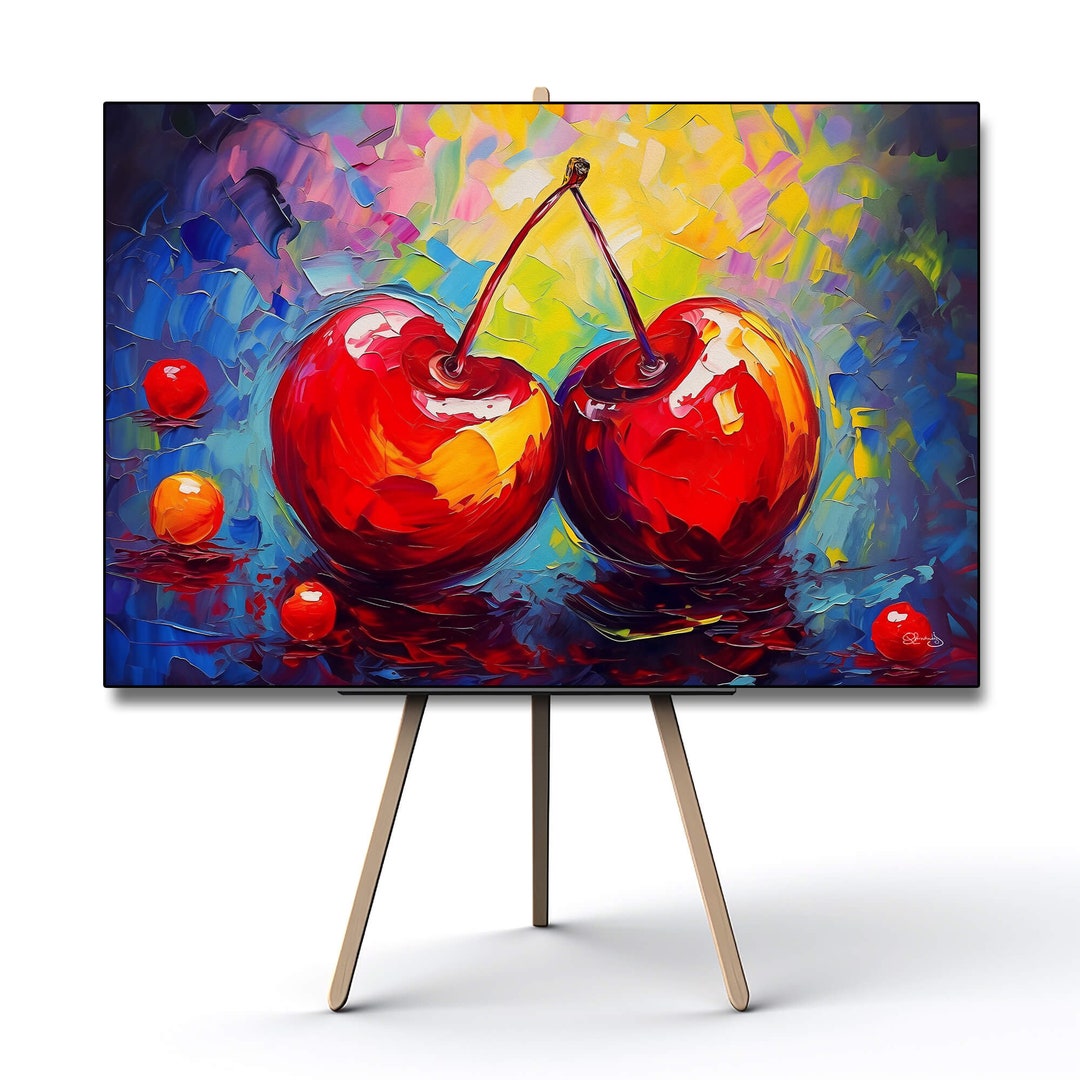 Cherry Love, Still Life Fruit Artwork With an Oil Painting Effect ...