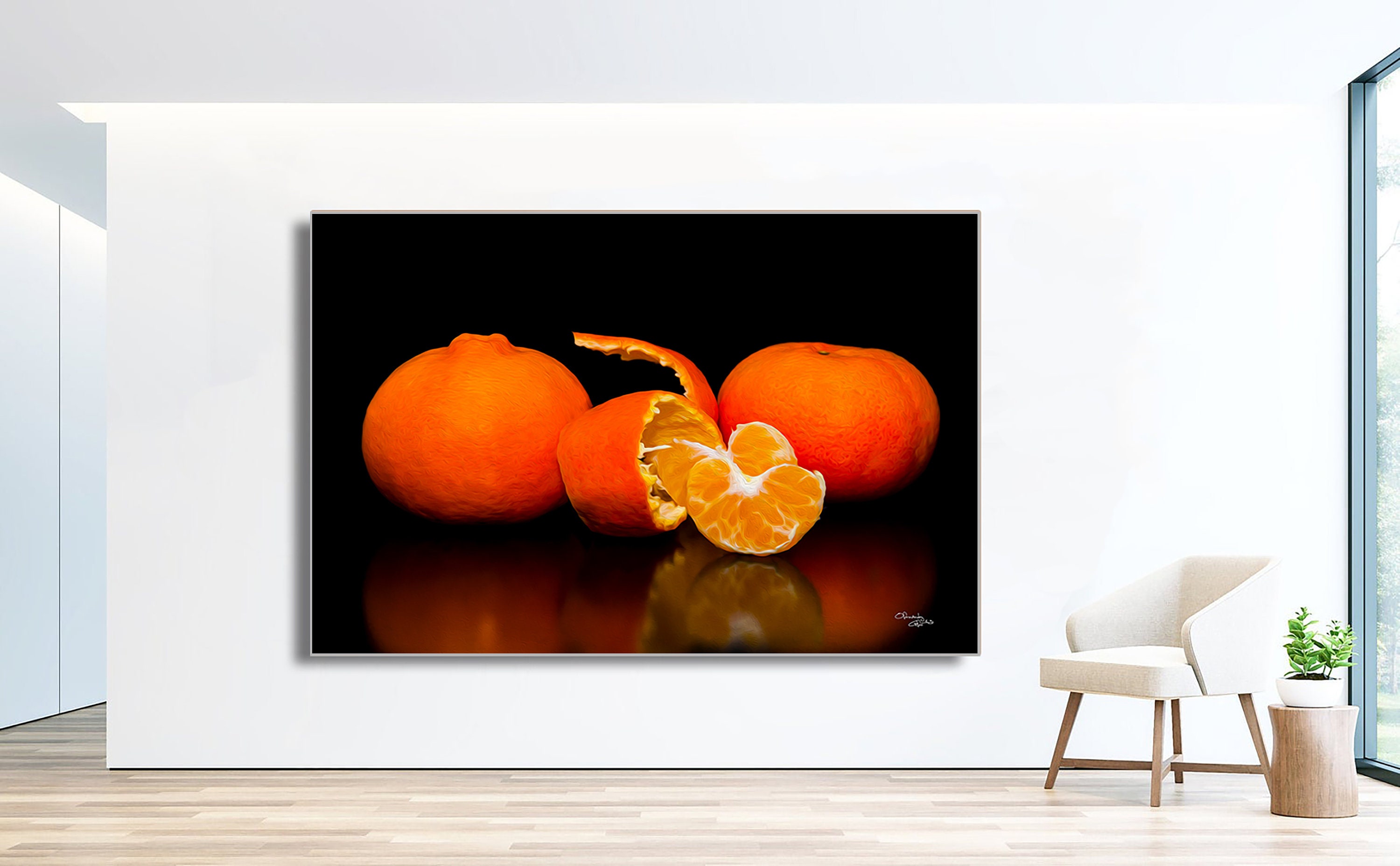 TANGERINE Still Life Art, Kitchen Print Wall Art, Fruit Still Life ...
