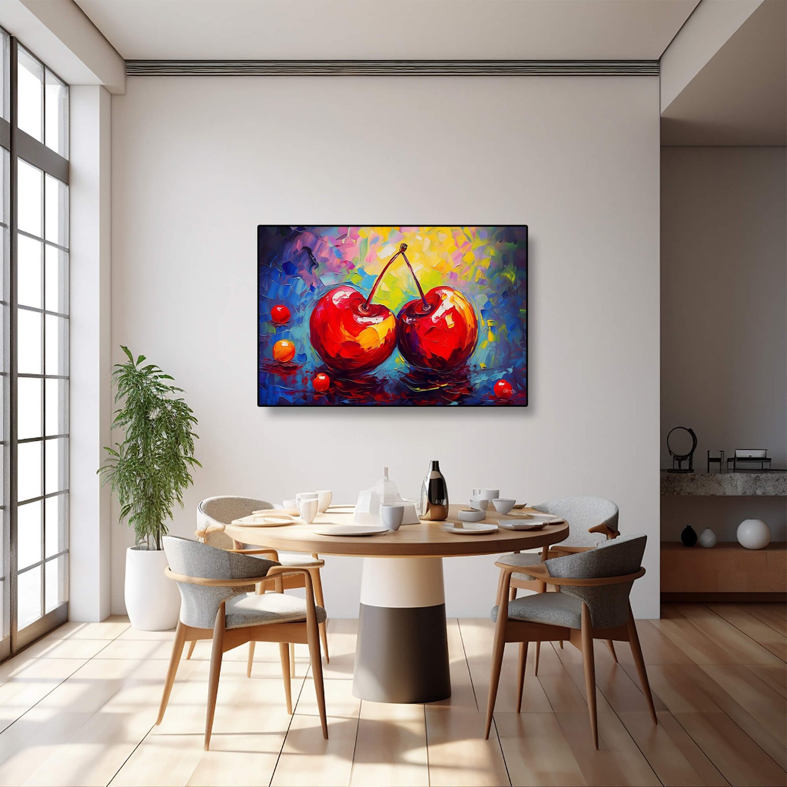 Cherry Love, Still Life Fruit Artwork With an Oil Painting Effect ...