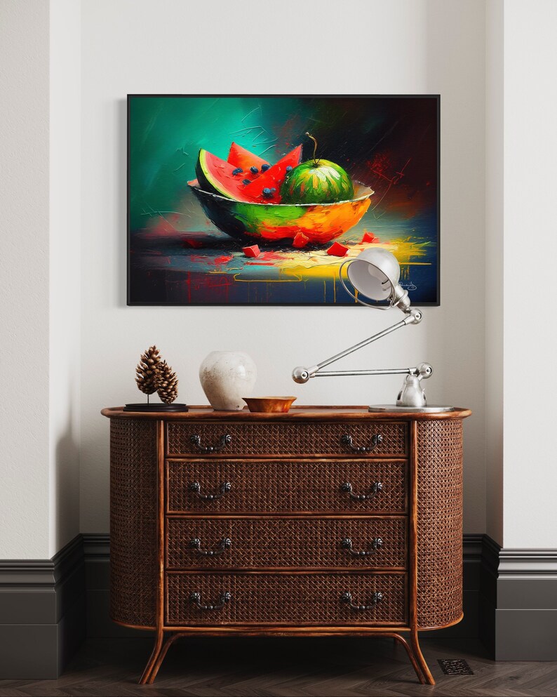 Still Life Watermelon Artwork With an Oil Painting Effect, Abstract ...