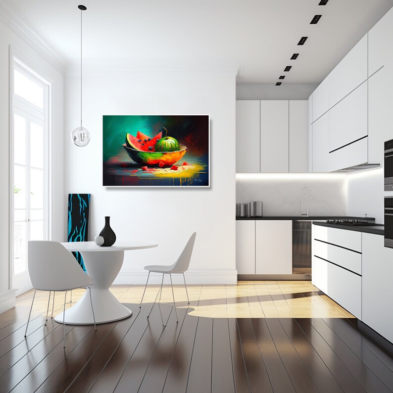 Still Life Watermelon Artwork With an Oil Painting Effect, Abstract ...