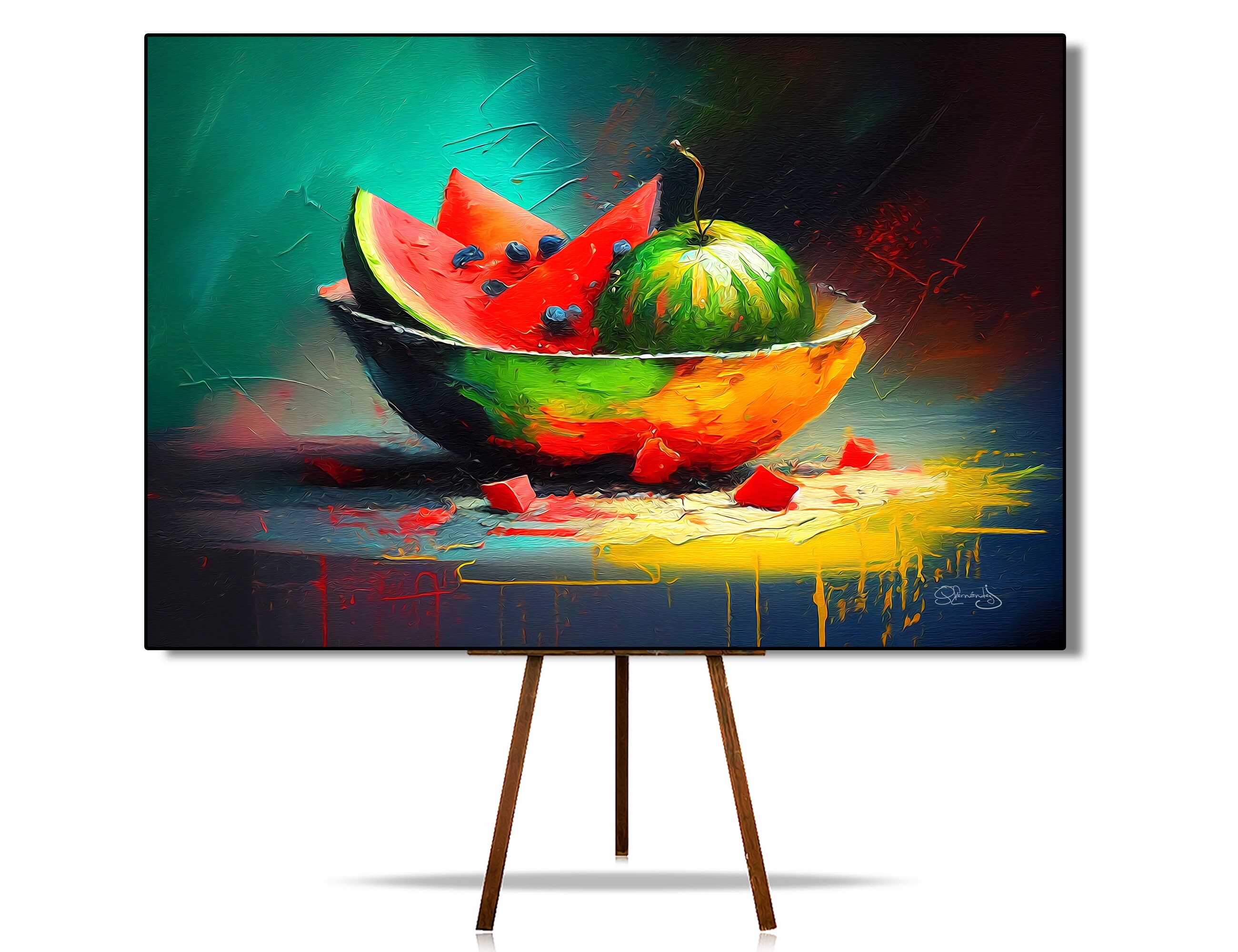 Still Life Watermelon Artwork With an Oil Painting Effect, Abstract ...