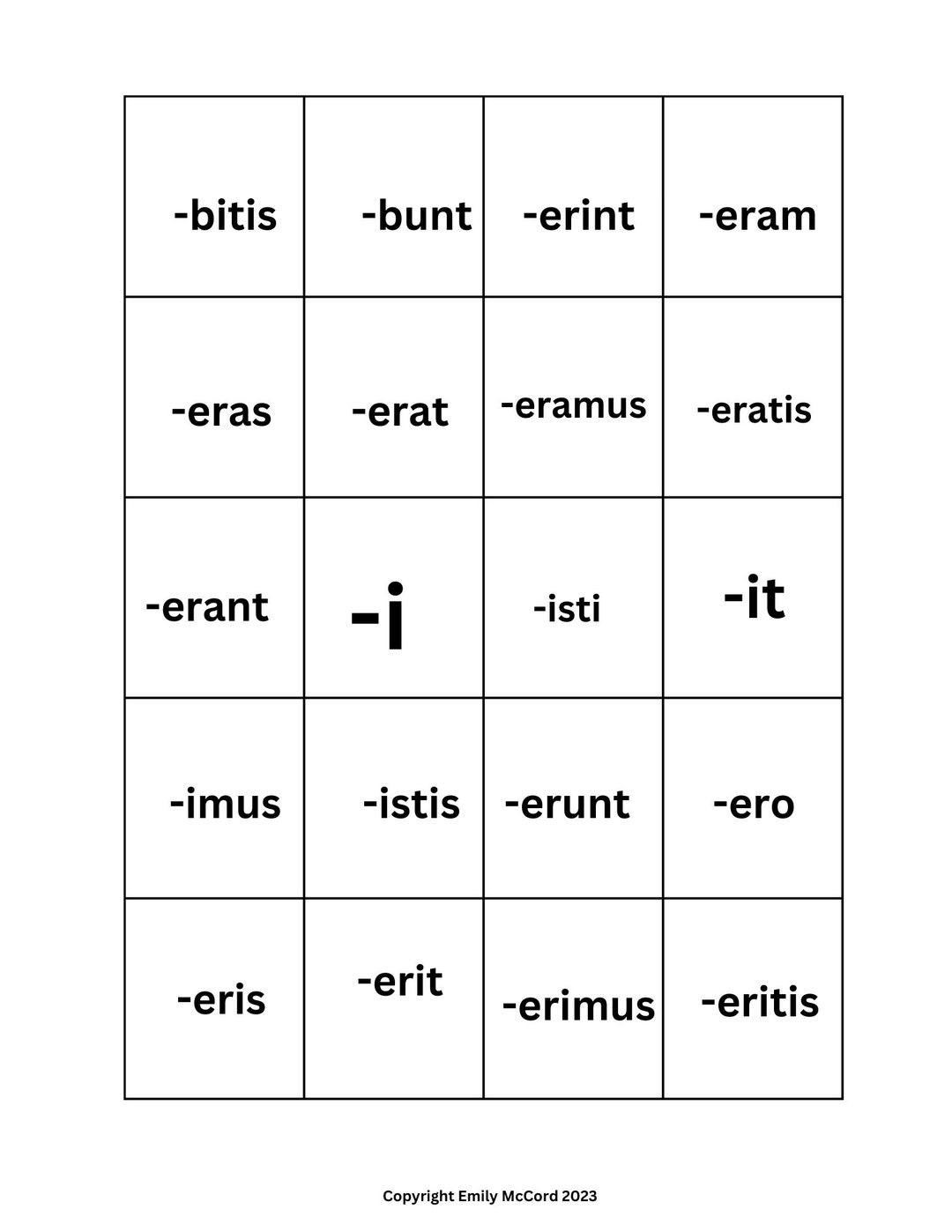 Latin First Conjugation Endings - Etsy
