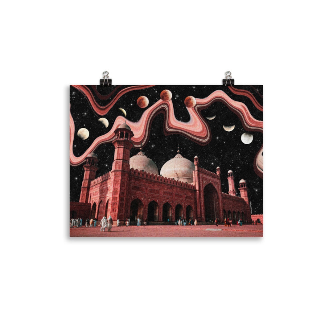 Badshahi Masjid Space Collage 1 Poster Print Pakistani Desi Art Collage ...