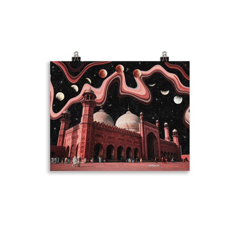 Badshahi Masjid Space Collage 1 Poster Print Pakistani Desi Art Collage ...
