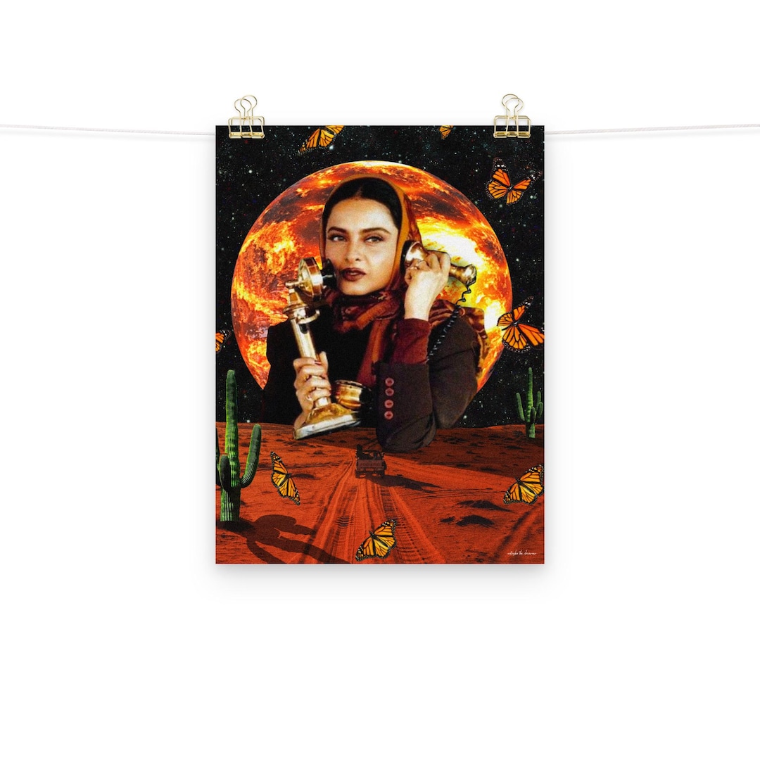 Rekha Vintage Bollywood Collage Surrealism Matte Poster Print Wall Art ...