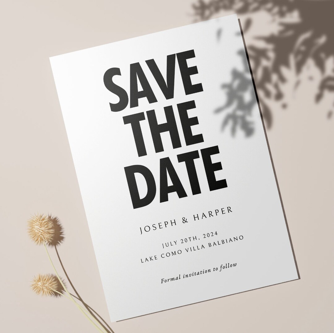 Minimal Bold Save the Date Template Wedding Invitation - Etsy