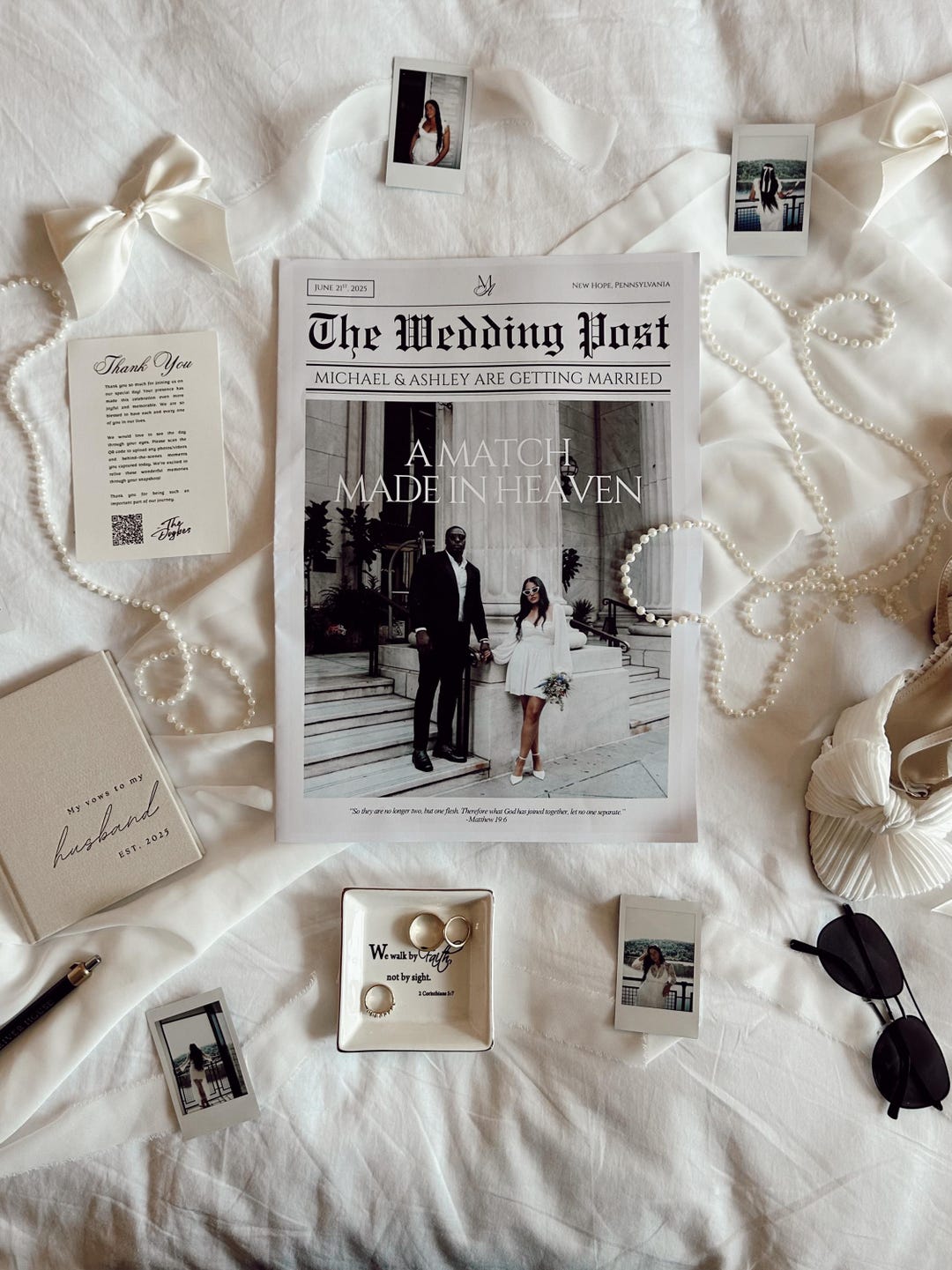 Christian Wedding Newspaper Canva Template, Large Customizable Wedding ...