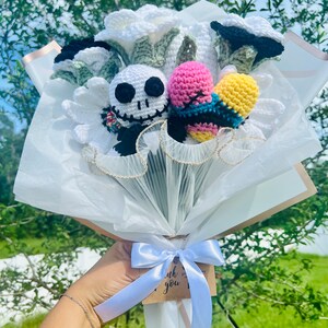 Crochet Jack Skellington Bouquet, Sally Heart, Handmade Flower Arrangement - Etsy