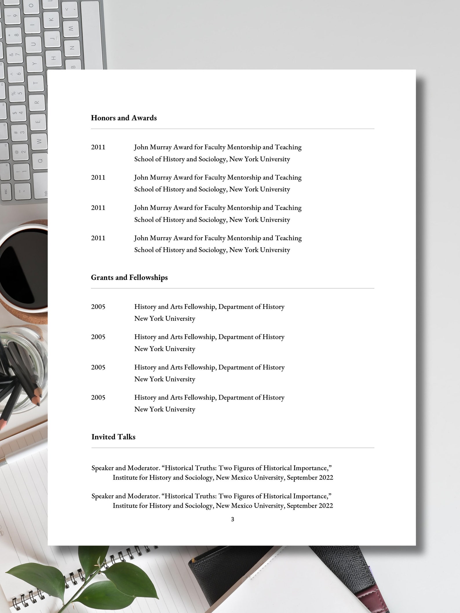 Academic CV TEMPLATE Curriculum Vitae Template Simple Formatted CV - Etsy