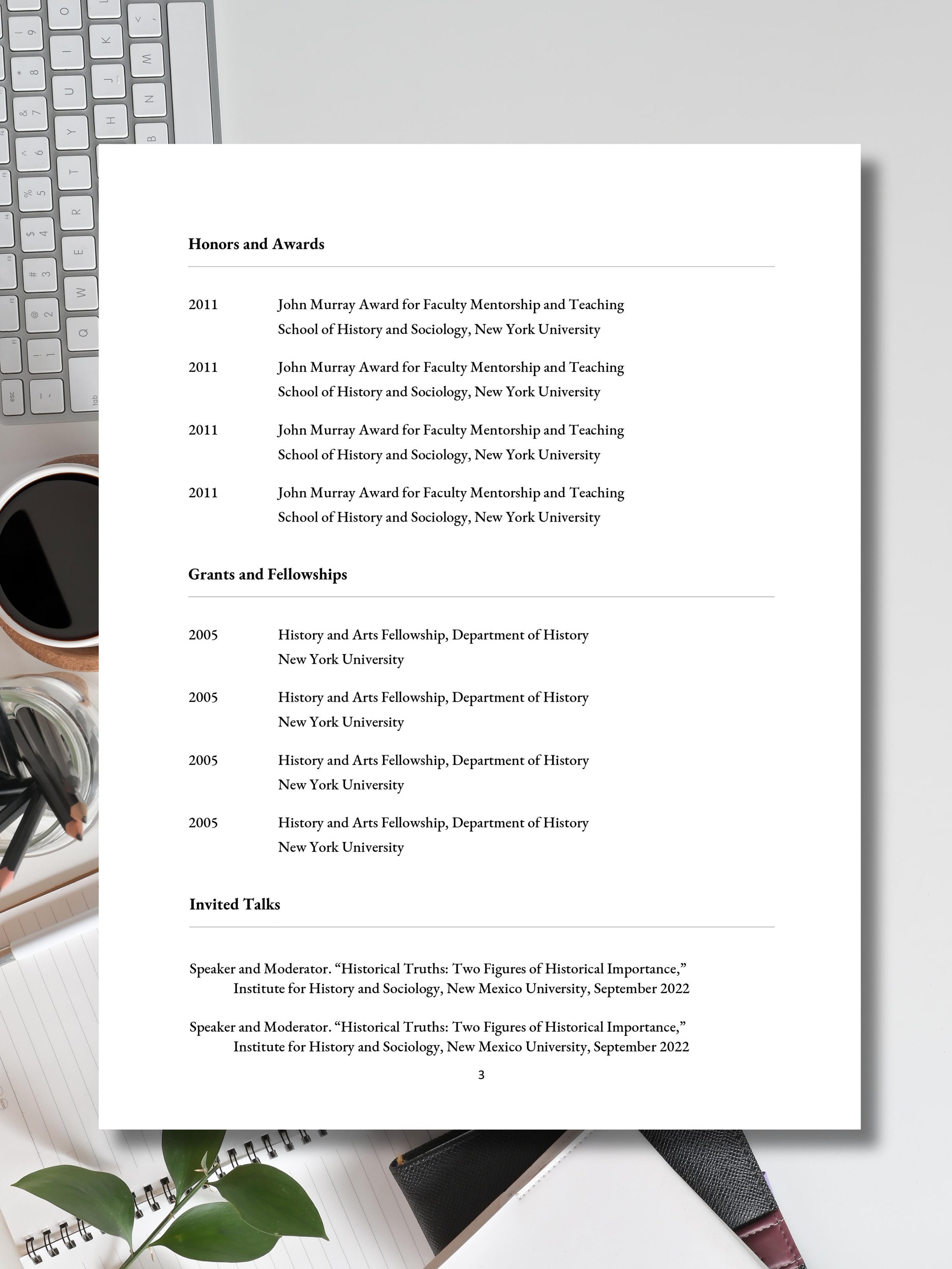 Academic CV TEMPLATE Curriculum Vitae Template Simple Formatted CV - Etsy