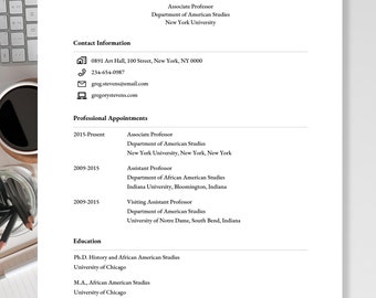 Simple Academic CV (curriculum Vita) TEMPLATE - Etsy