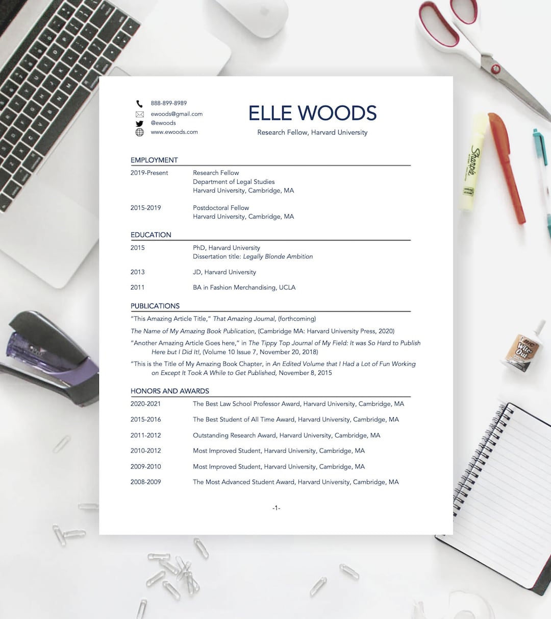 Simple Academic CV (curriculum Vita) TEMPLATE - Etsy