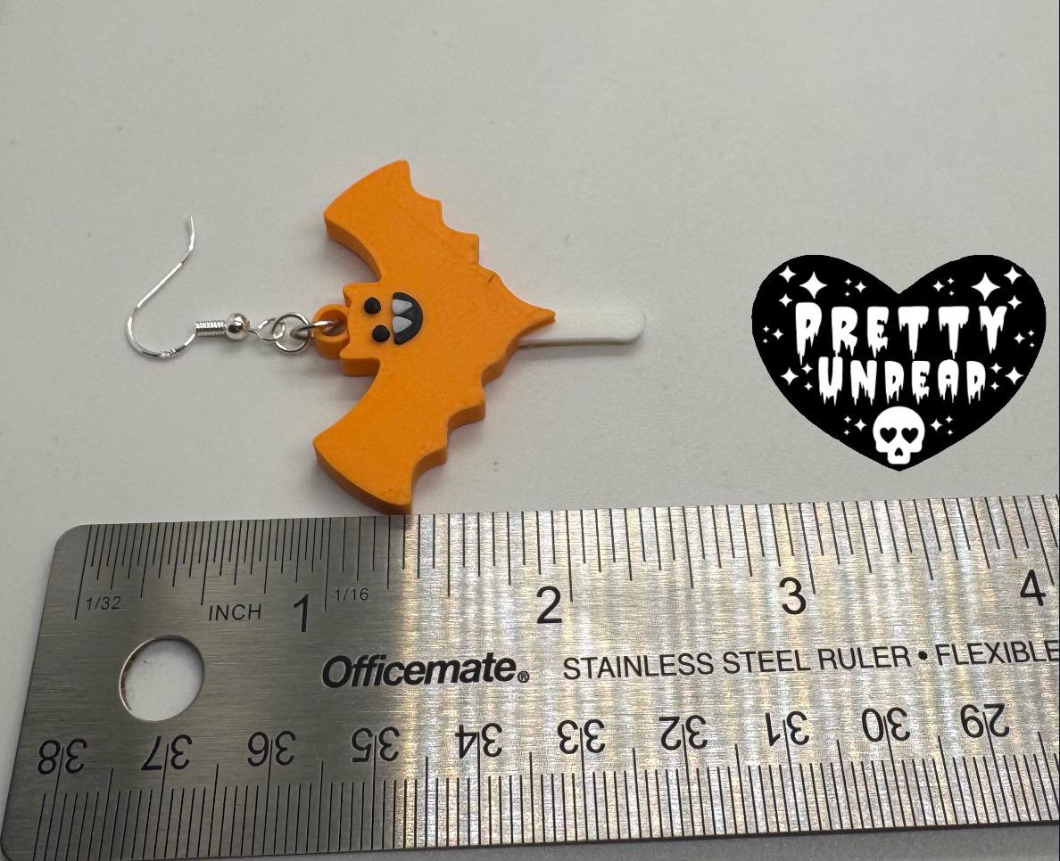 Silly Batsicle Earrings – 3D Printed Bat Popsicle Dangles, Spooky Cute ...