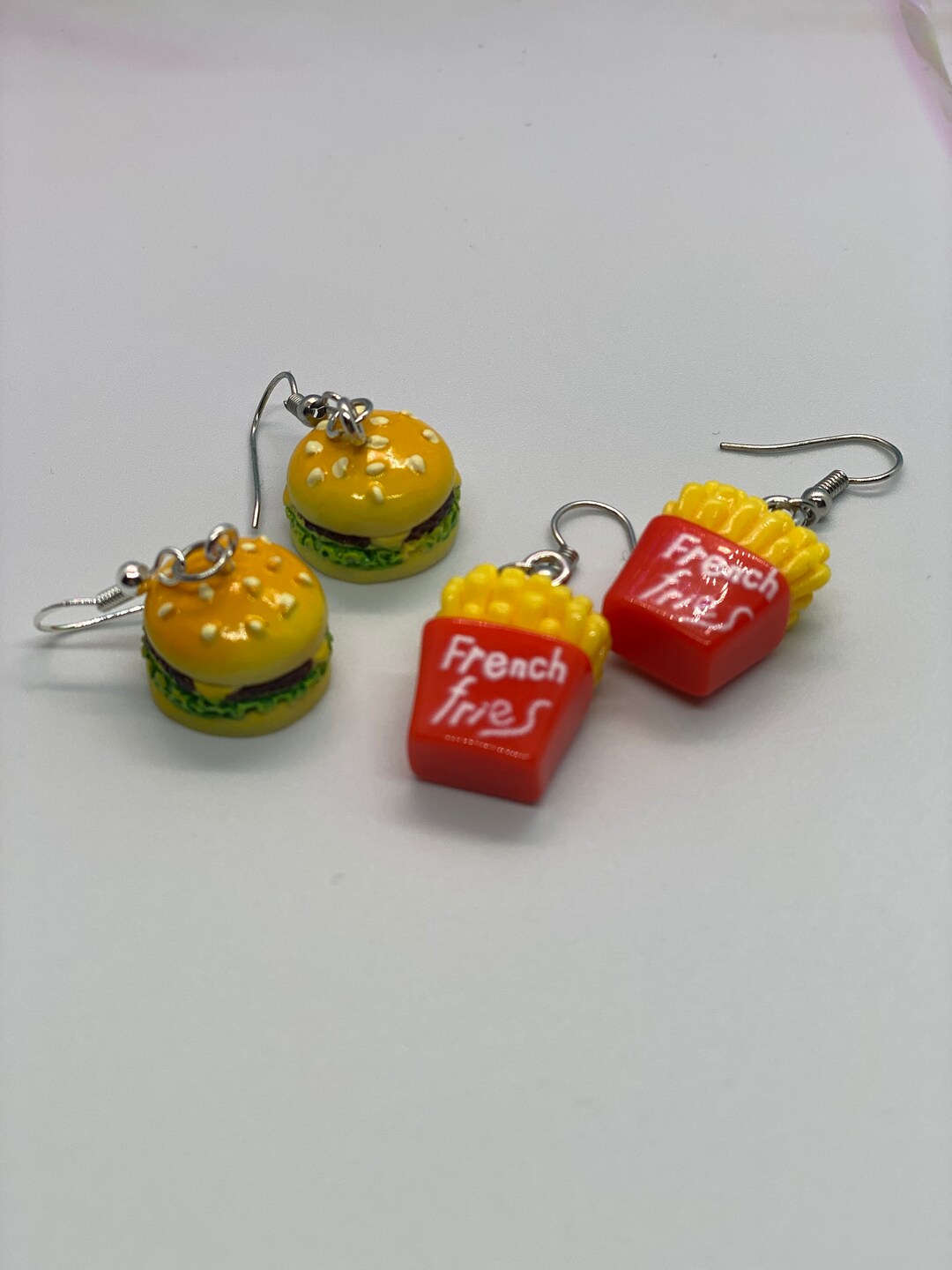 Burger and Fries Earrings – Cute Fast Food Jewelry, Kawaii Snack ...