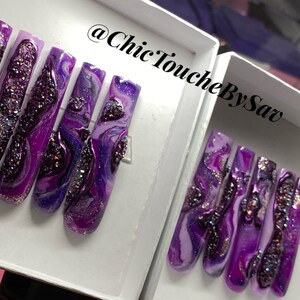 Amethyst Geode| 10 Pc Luxury Press on Nail Set| Geode Crystal Nails - Etsy