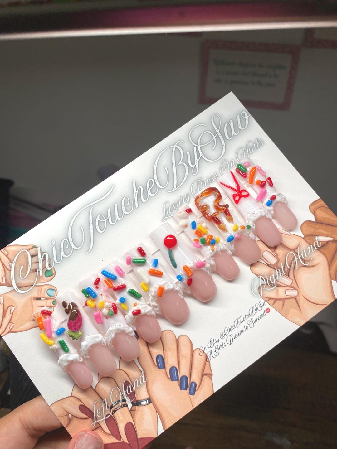 Birthday Cake | Frosting French Tip Luxury Press on Nails| 10pc Press ...