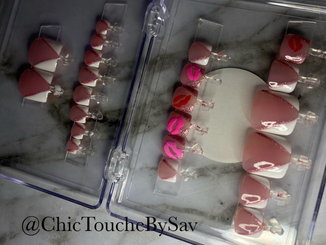 First Love Toe Set Matching Press on Toe Set 22pc Toe Set - Etsy