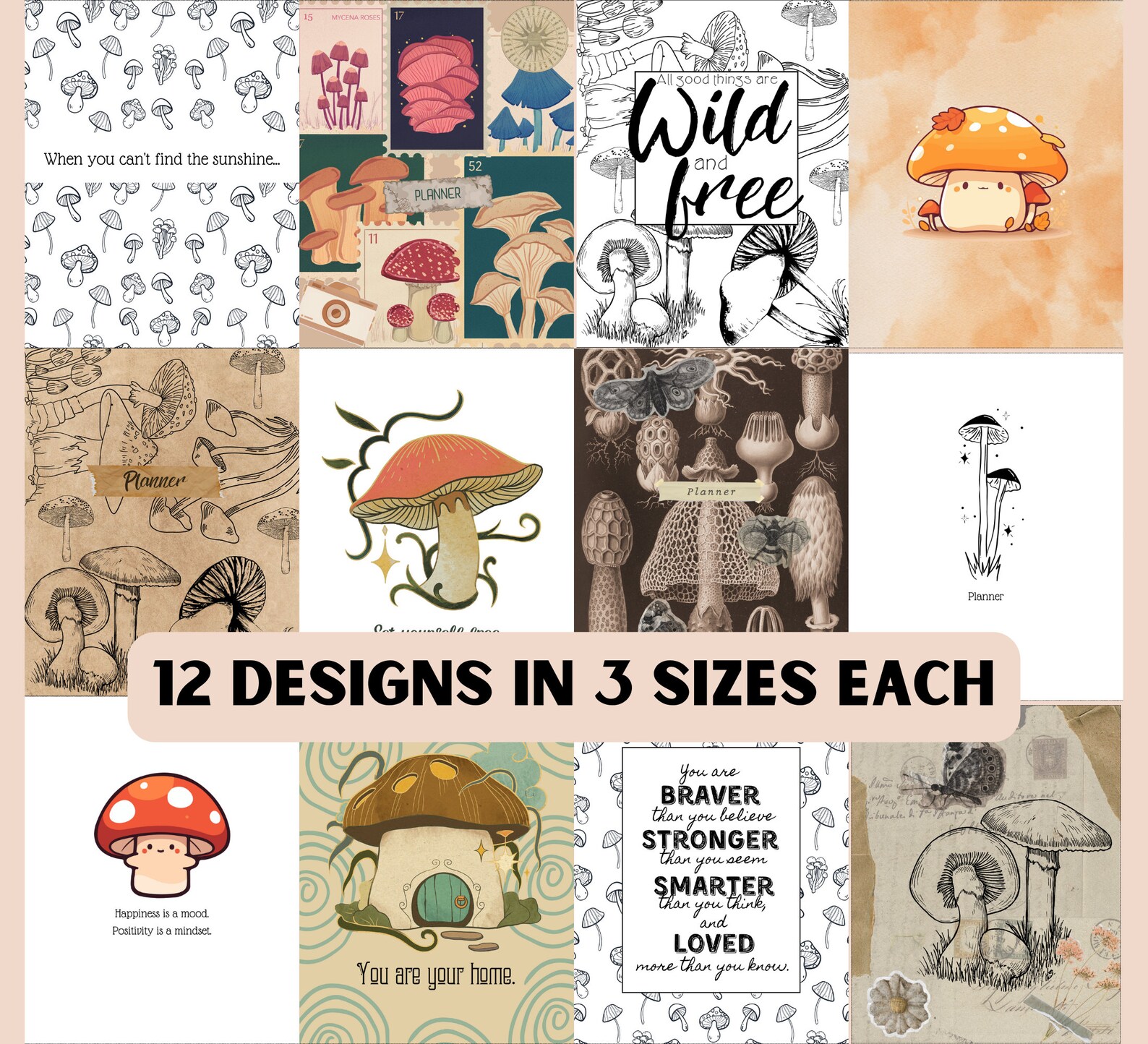 Mushroom Happy Planner Covers, Discbound Covers, Homeschool Planner ...