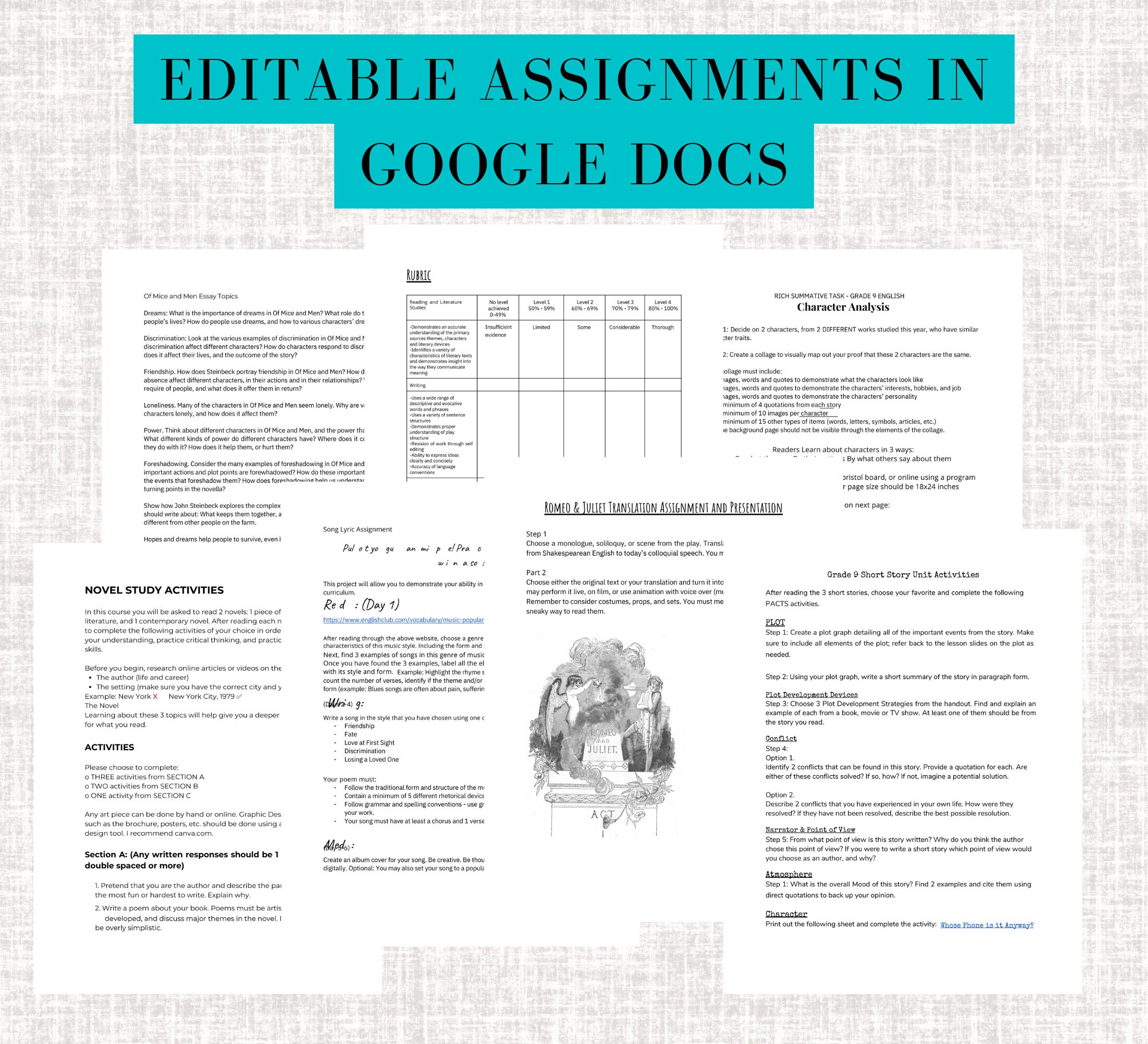 Grade 9 English Curriculum/ Lesson Plan Printable / Homeschool ...