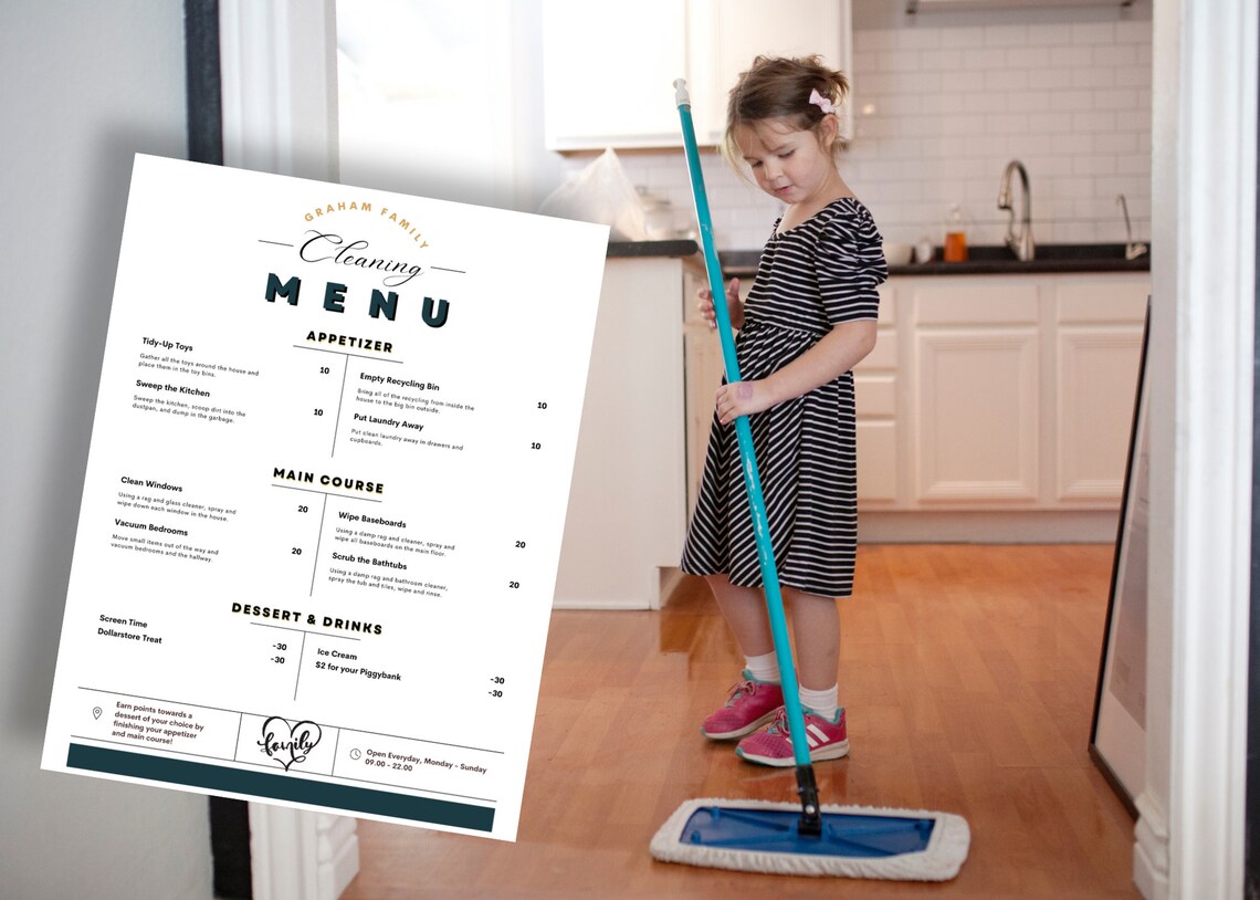 Kids Chore Chart/ Cleaning Checklist/ Weekly Cleaning Schedule - Etsy