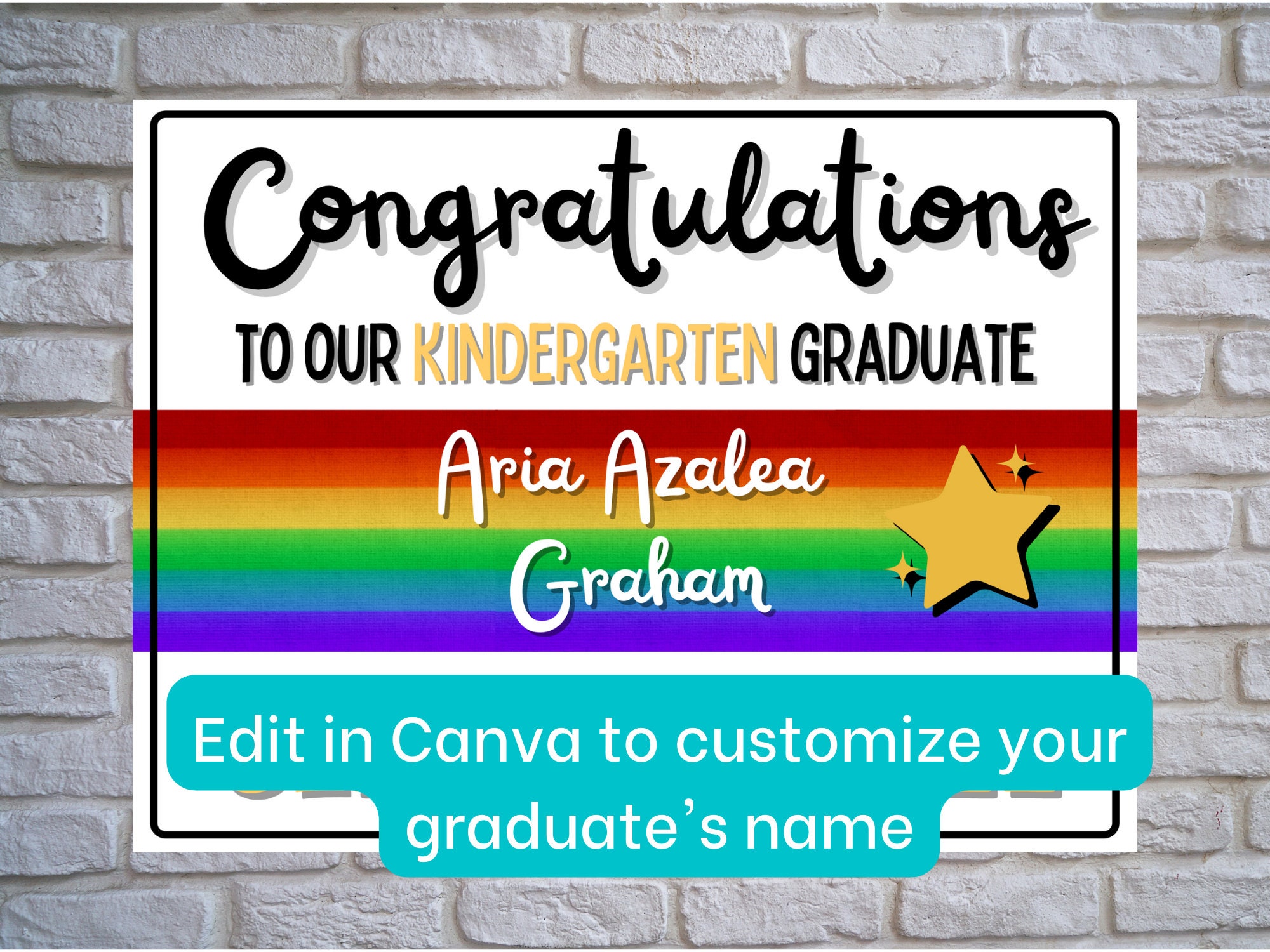 Kindergarten Graduation / Custom Graduation Yard Sign / Graduation Lawn ...