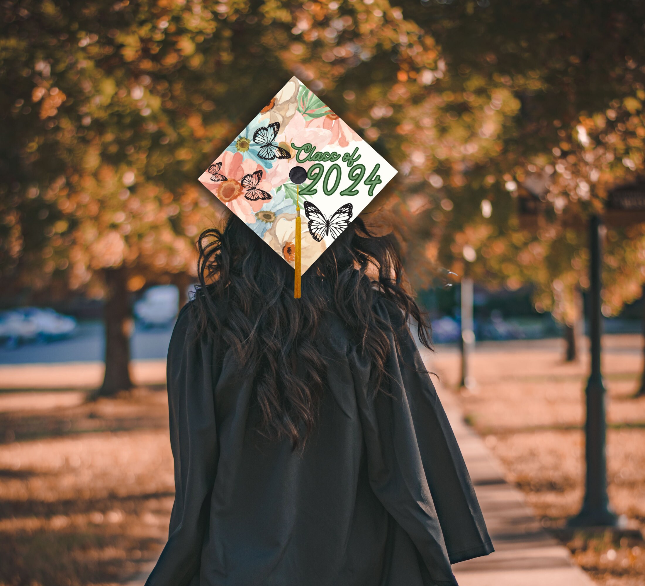 Graduation Cap Topper/ Floral Cap Topper/ Class of 2024 Cap Topper ...